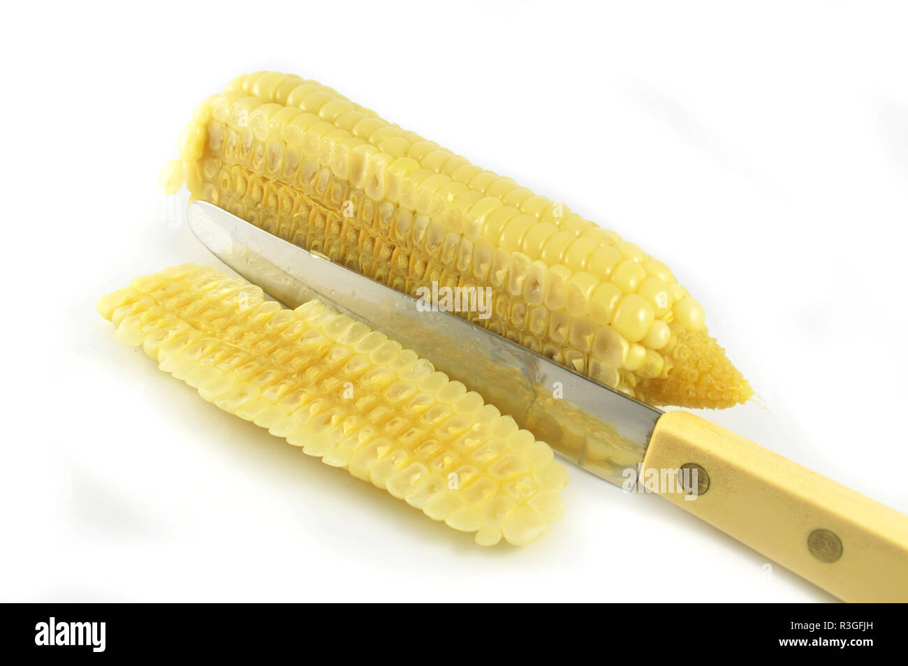 ripe corn isolated / boiled corn cook slice isolated on white ...