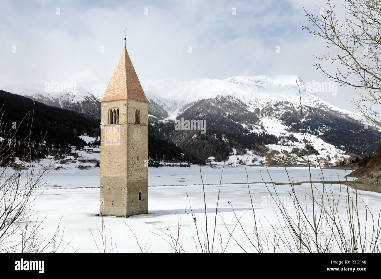 Reschensee winter hi-res stock photography and images - Alamy