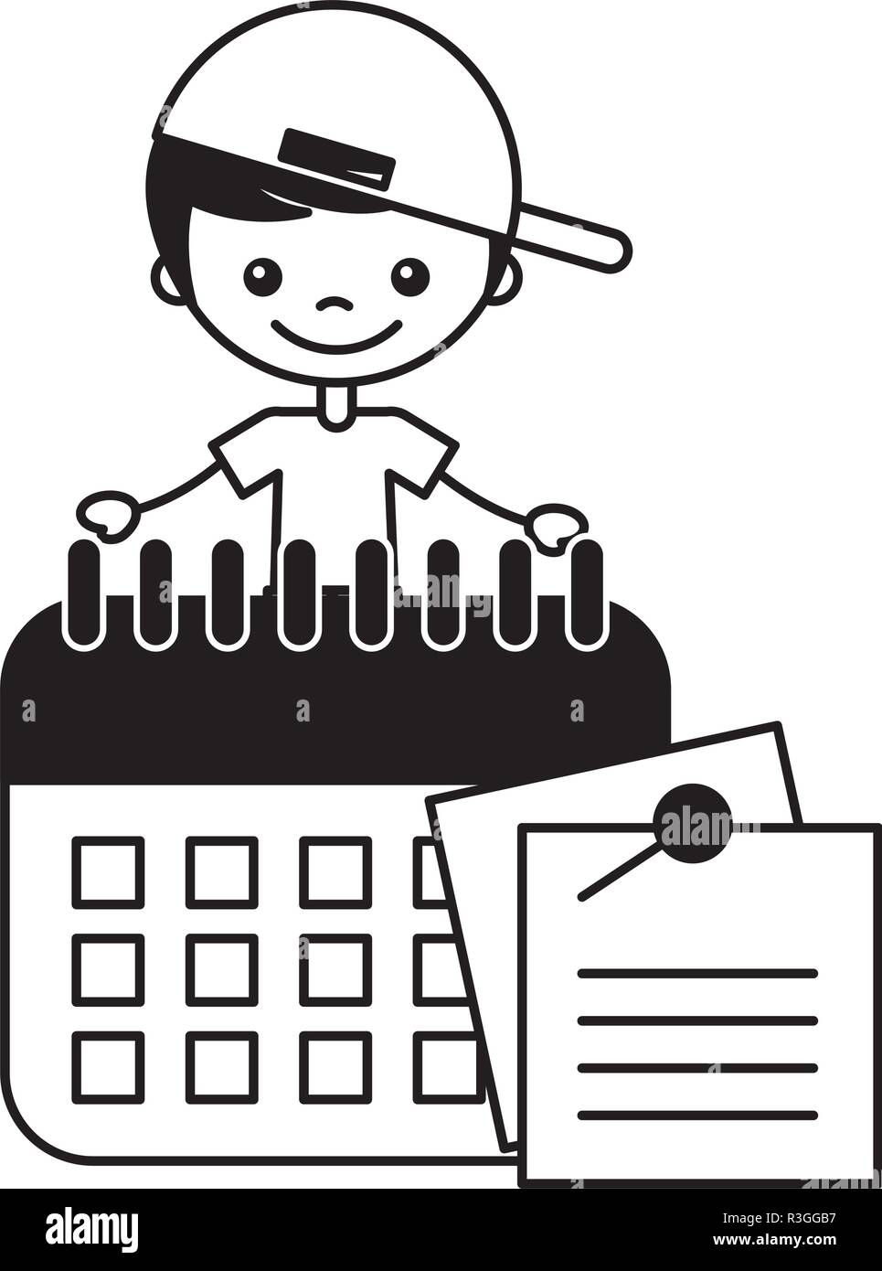 boy with calendar and notes paper Stock Vector Image & Art - Alamy