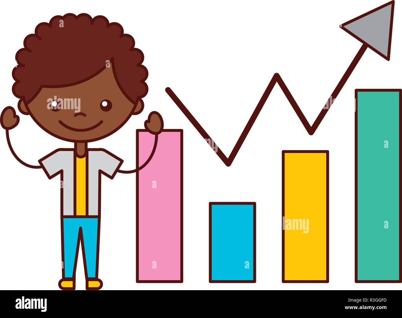 boy with statistics chart bar Stock Vector Image & Art - Alamy