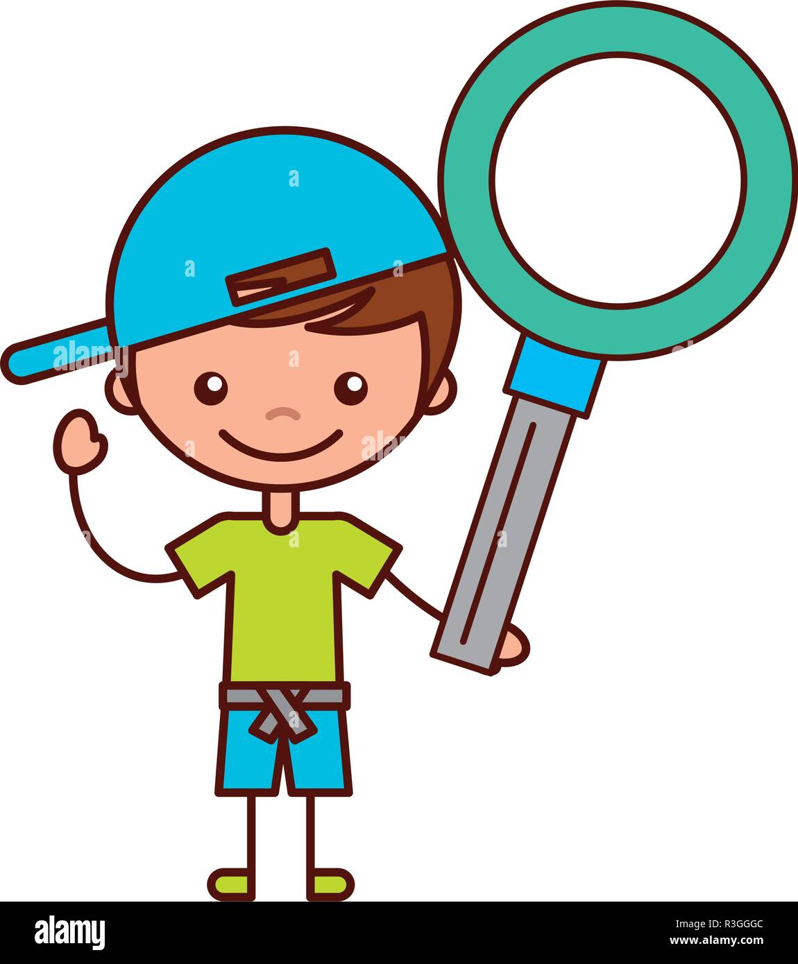 little boy holding magnifying glass Stock Vector Image & Art - Alamy