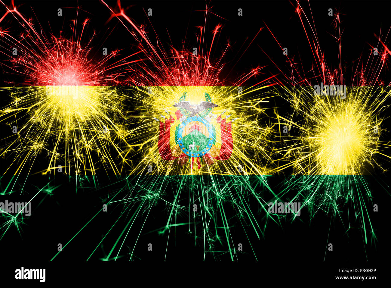 Bolivia fireworks sparkling flag. New Year, Christmas and National day ...