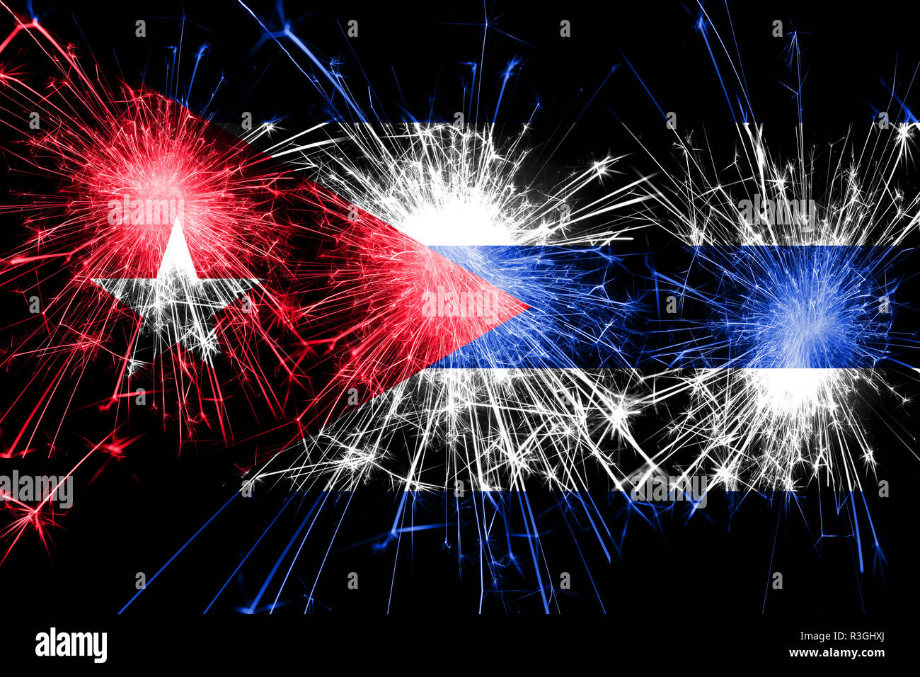 Cuba fireworks sparkling flag. New Year, Christmas and National day ...