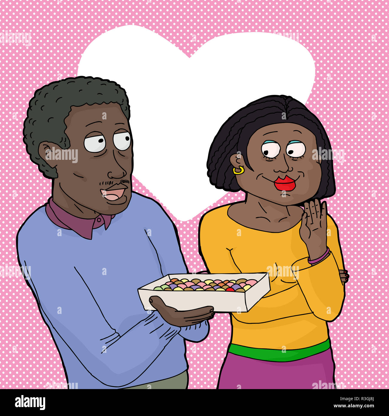 Cartoon illustration cute couple sharing hi-res stock photography and ...