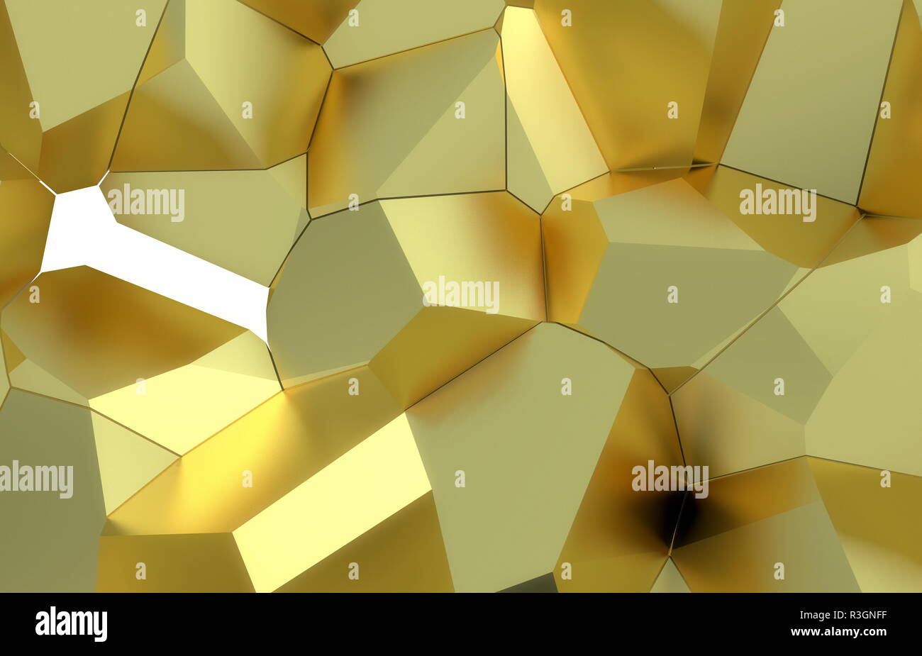 3d render, golden modern shattered wall texture, random clusters ...