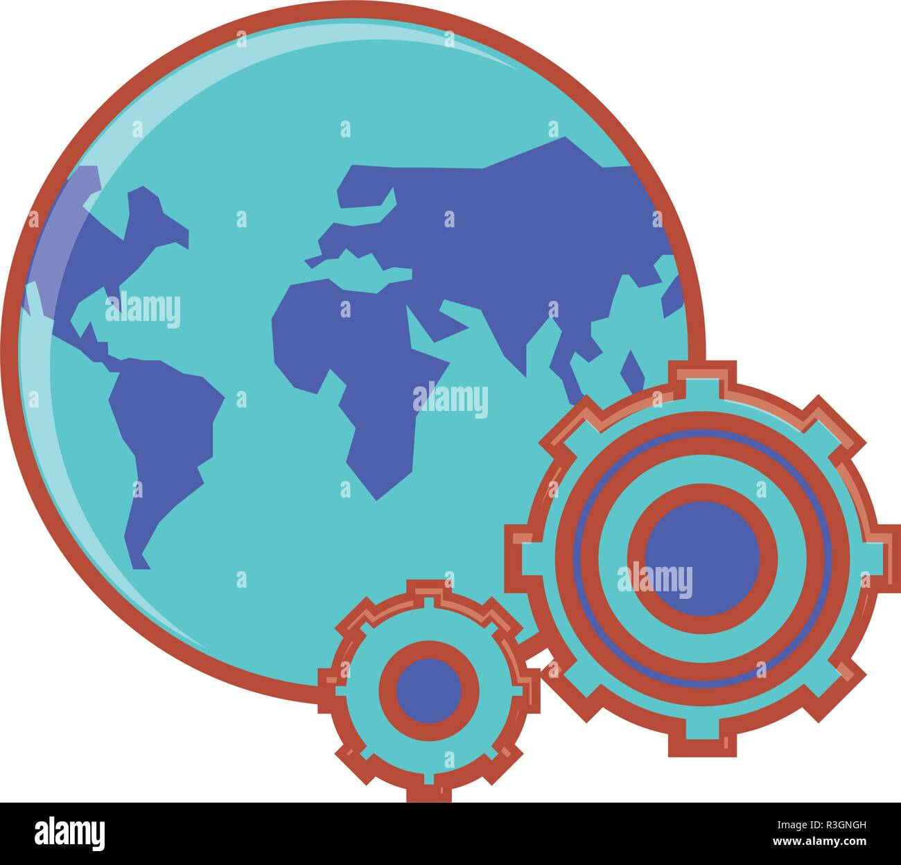 gear machinery with planet earth vector illustration design Stock ...