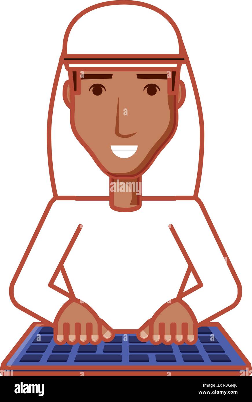 man arab with keyboard icon vector illustration design Stock Vector ...