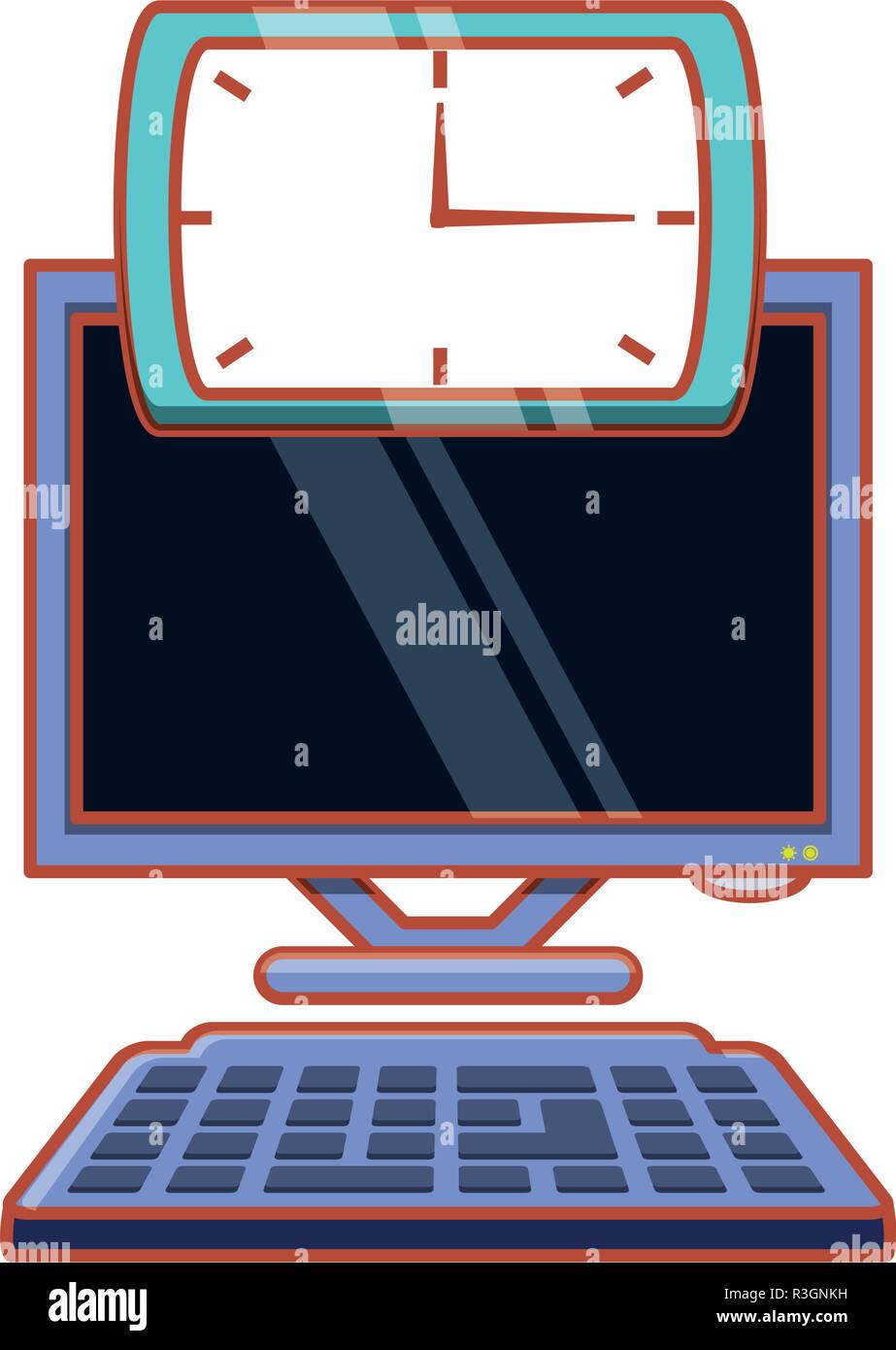 computer desktop with time clock vector illustration design Stock ...