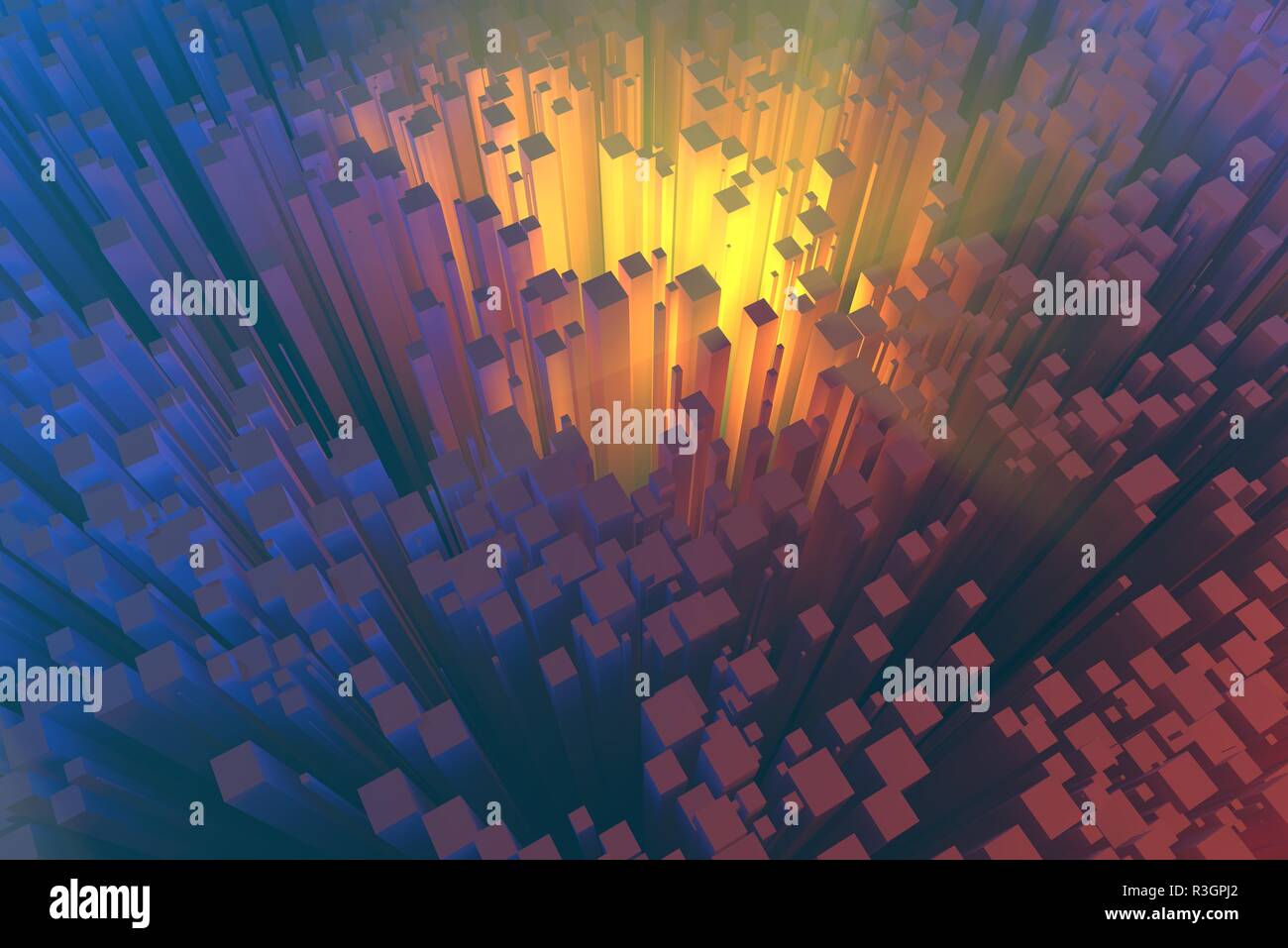 Wealth rich concept idea white city towers at sunset rays Abstract ...