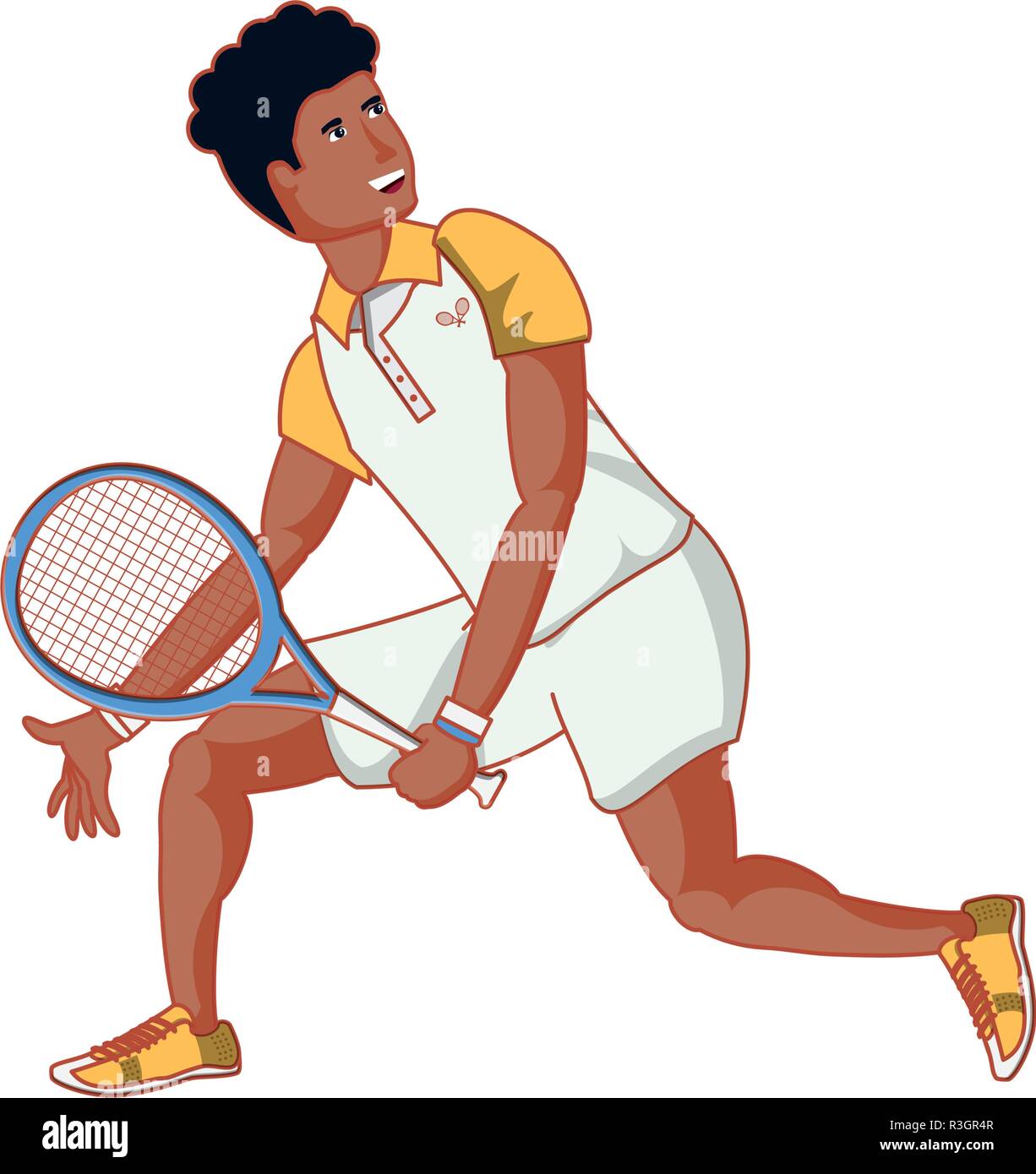 man tennis playing with racket vector illustration design Stock Vector ...