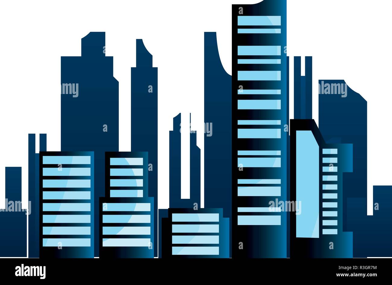 futuristic buildings cityscape urban modern vector illustration Stock ...