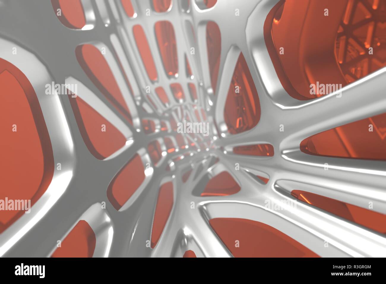 Abstract 3d rendering concept of high poly architecture with steel and ...