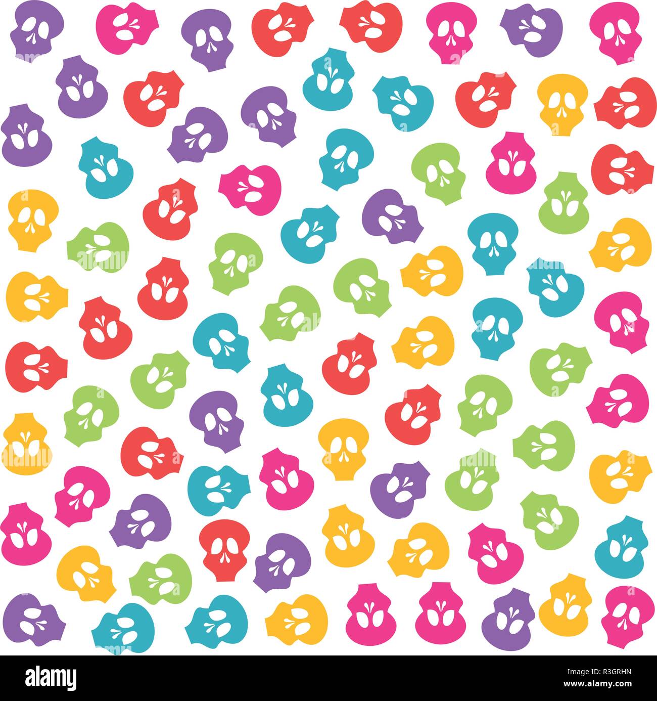 colored skulls decoration background pattern vector illustration Stock ...