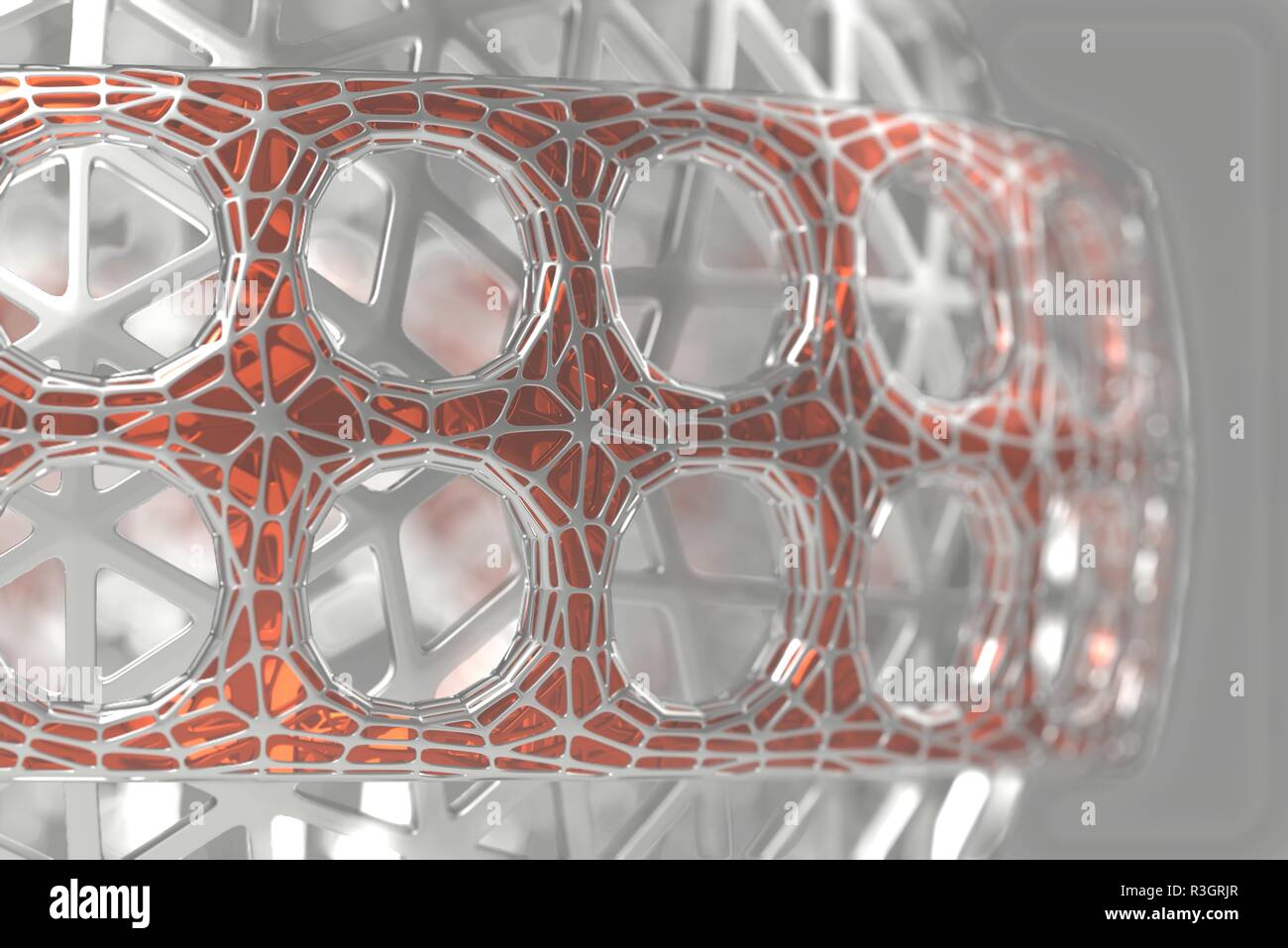 Abstract 3d rendering concept of high poly architecture with steel and ...