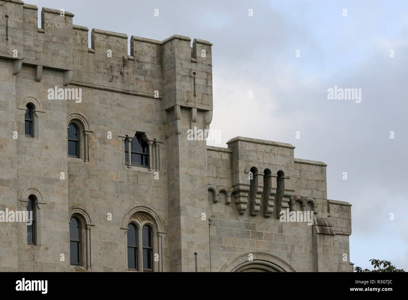 Outer wall and windows of Gosford Castle, Gosford Forest Park, County ...