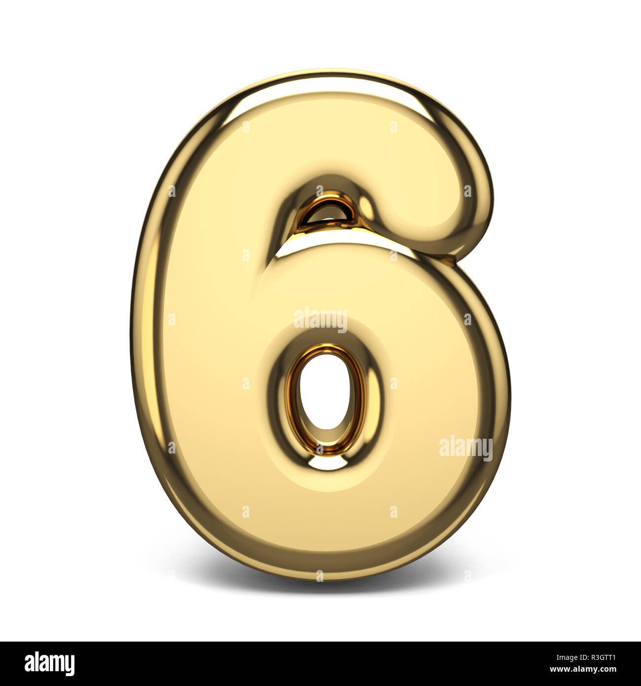 Golden number 6 SIX 3D render illustration isolated on white background ...