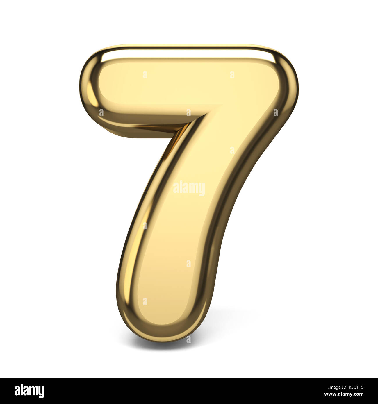 Golden number 7 SEVEN 3D render illustration isolated on white ...