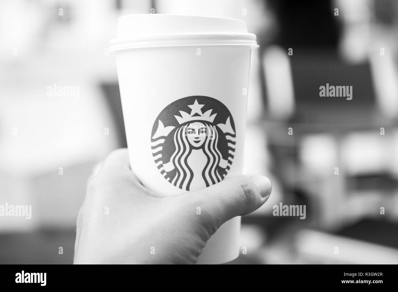 Hamburg, Germany-May 31.2017: A tall Starbucks coffee in starbucks ...