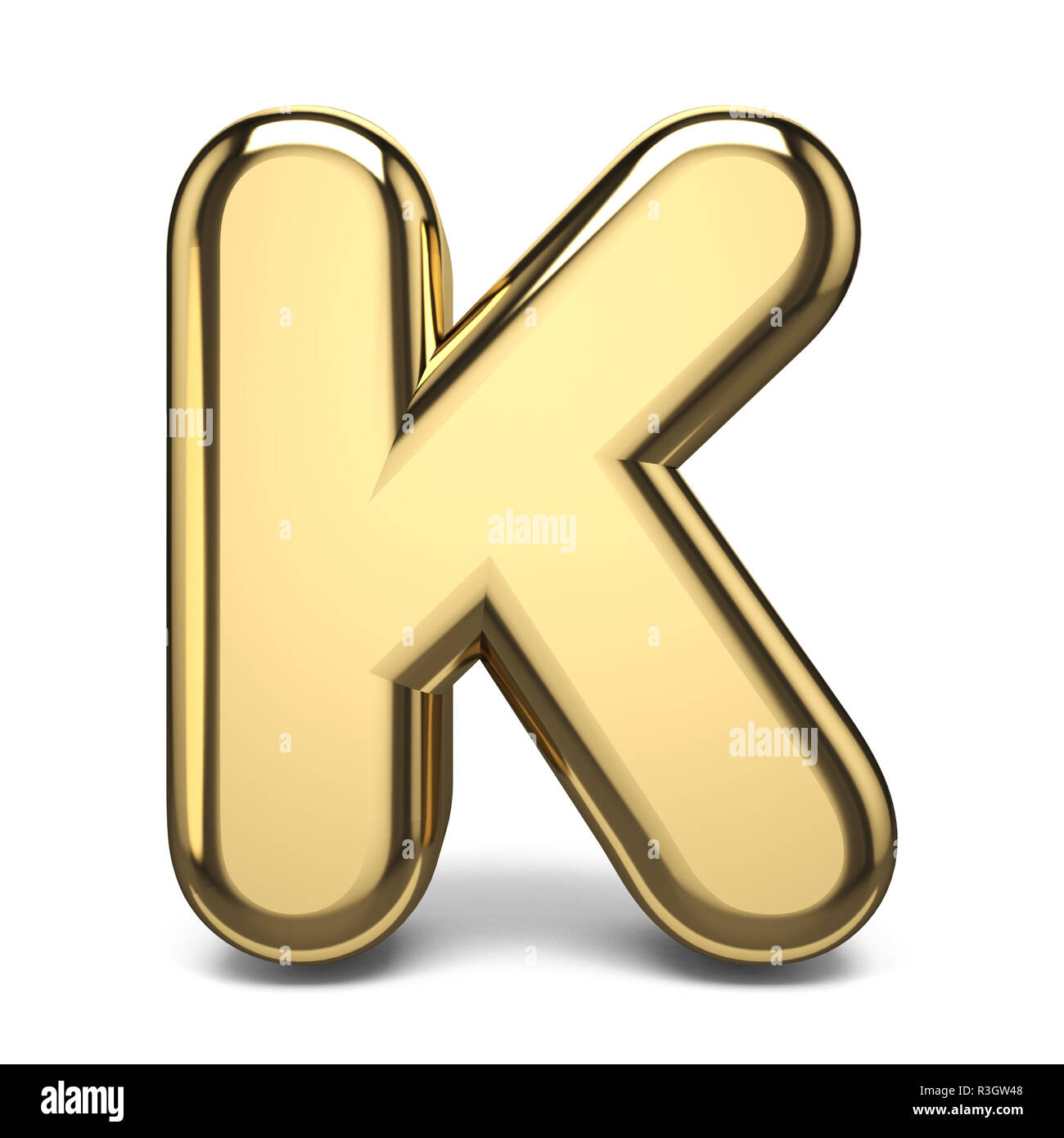 Golden font letter K 3D render illustration isolated on white ...
