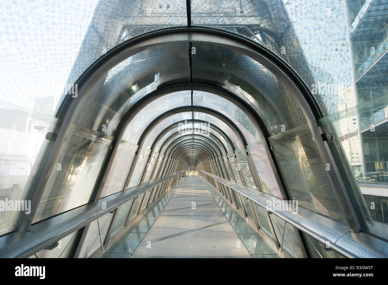Skybridge made of glass and steel. Modern structure and architecture ...