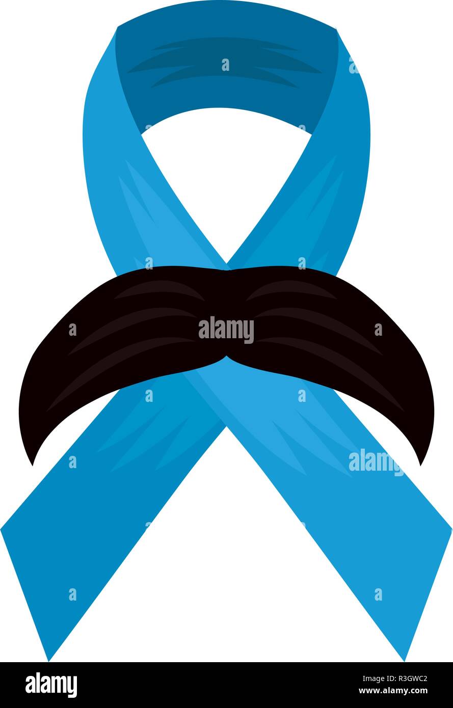 blue ribbon and mustache movember campaign vector illustration Stock ...