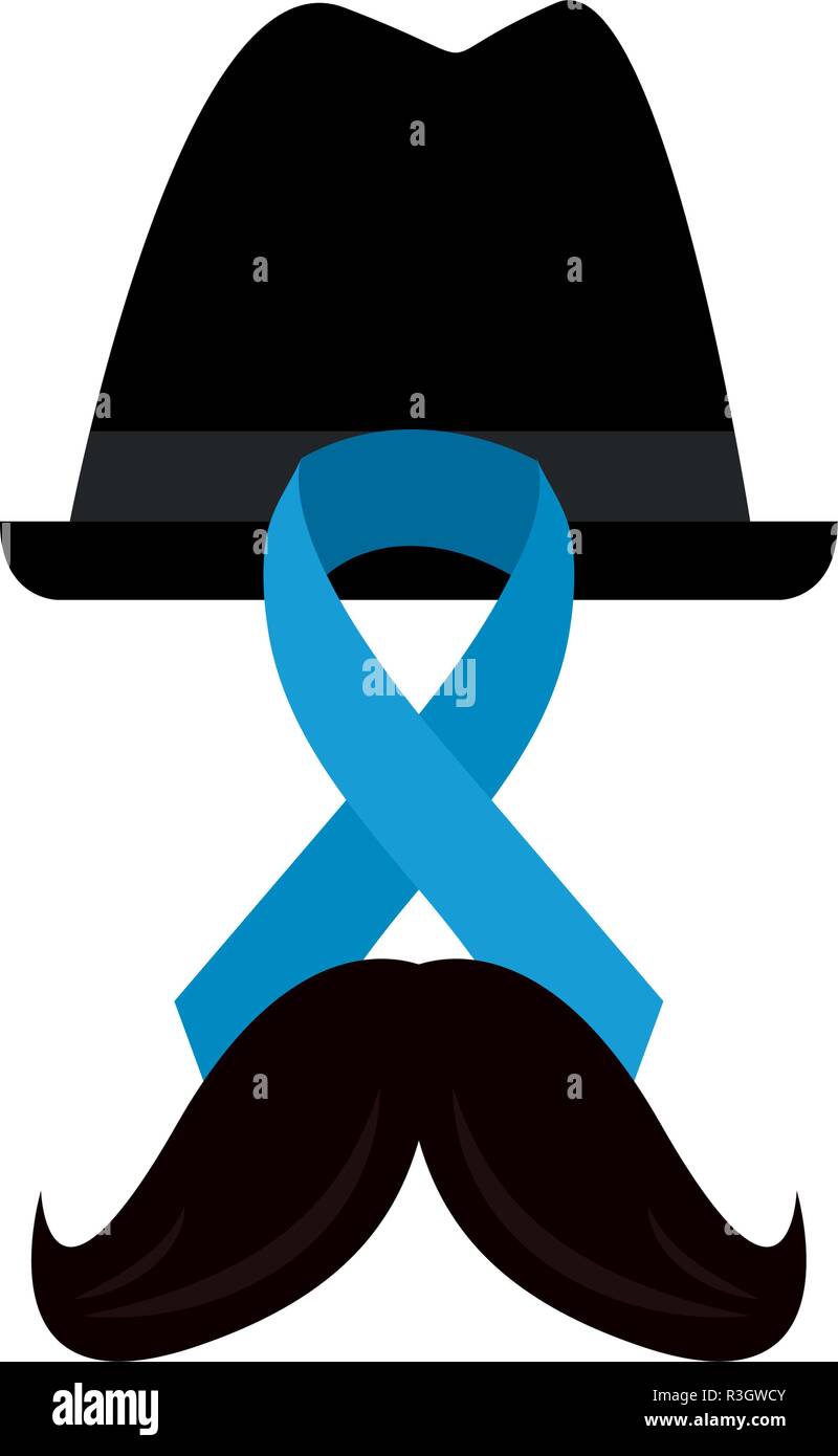 mustache hat and ribbon movember campaign vector illustration Stock ...