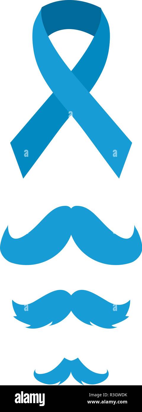 movember day blue ribbon types moustache vector illustration Stock ...