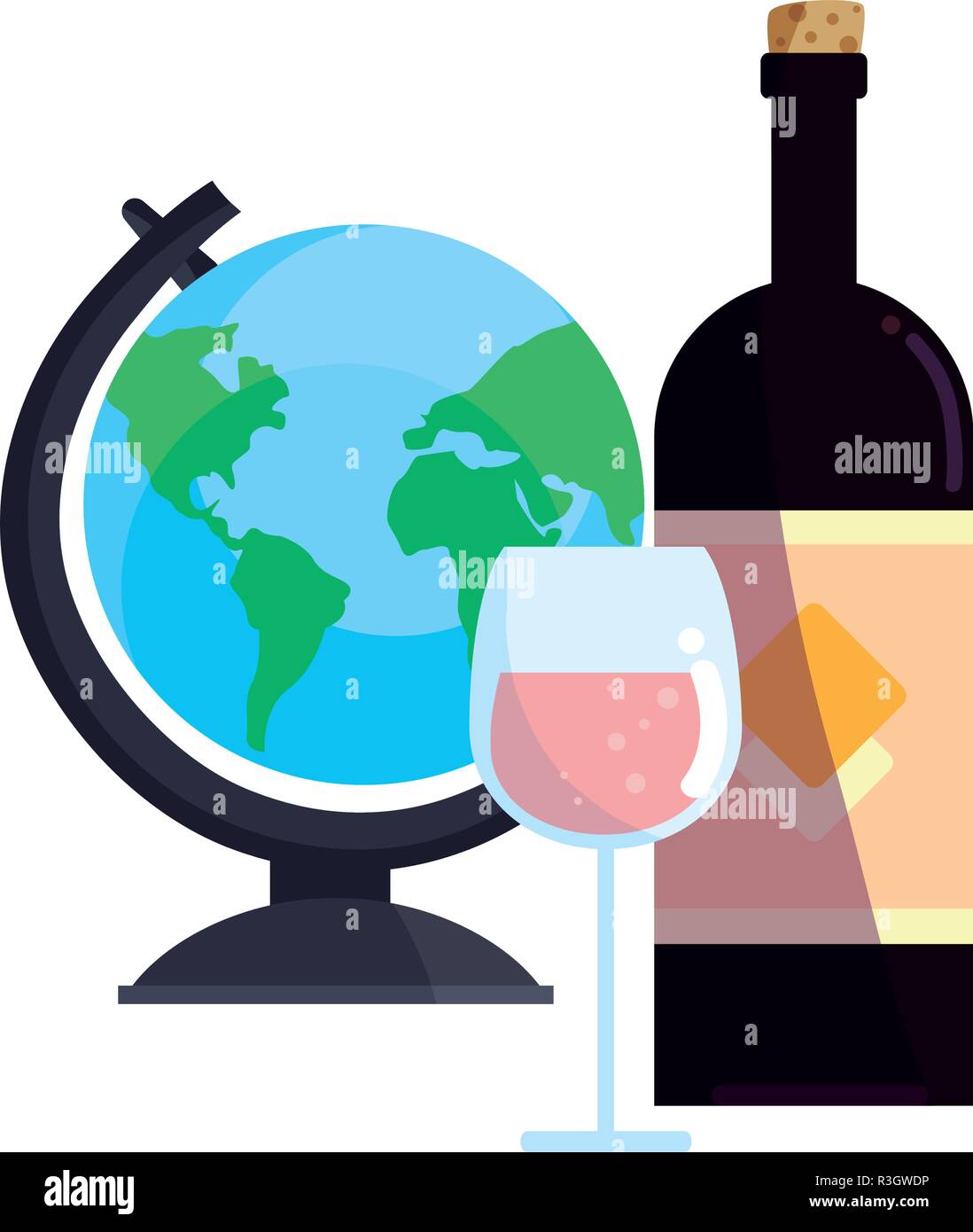 globe champagne and glass graduation school celebration vector ...