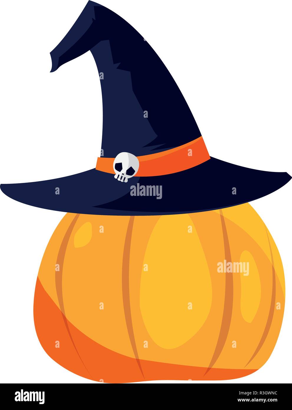 scary halloween pumpkin with hat vector illustration Stock Vector Image ...