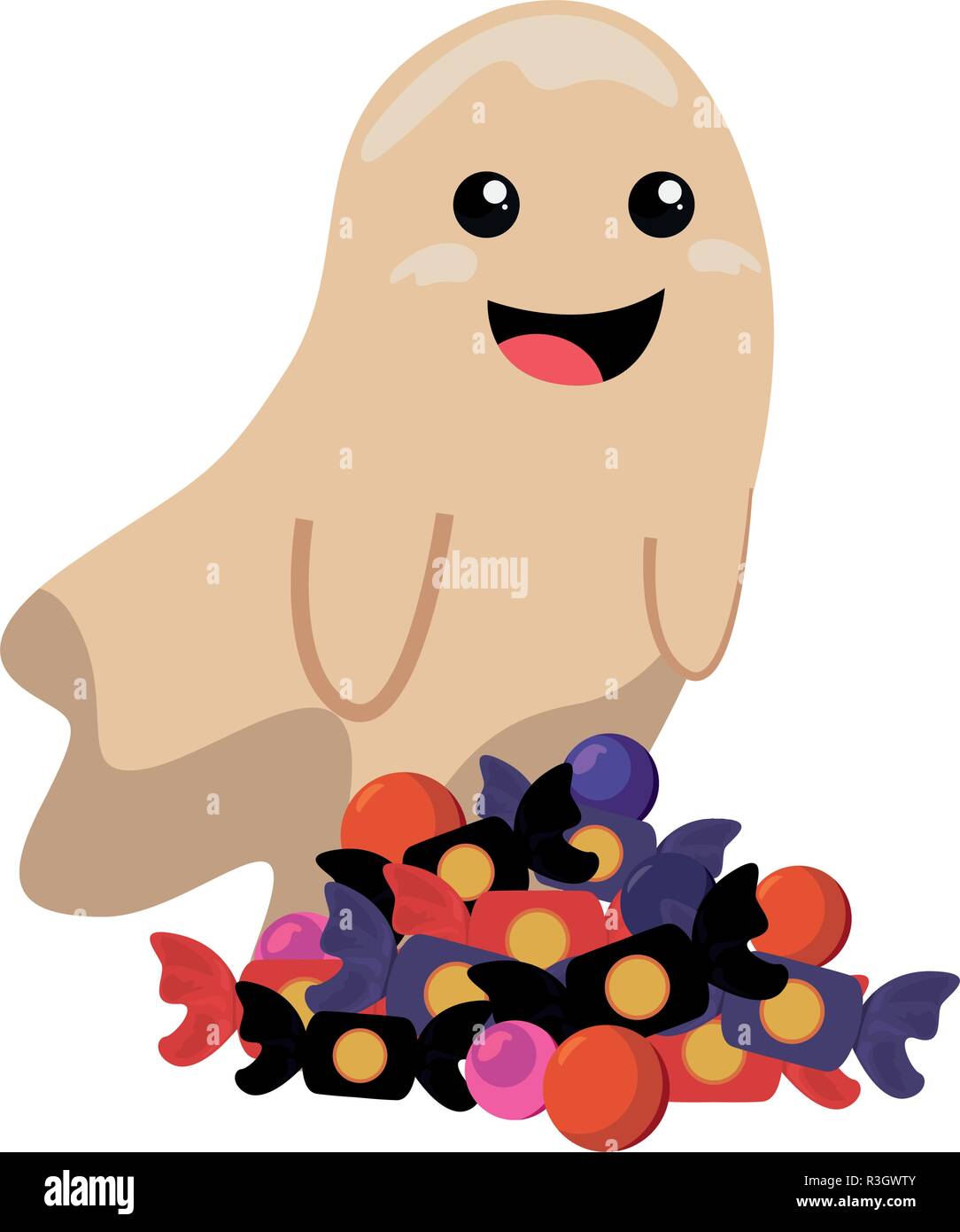 halloween ghost with sweet candies vector illustration Stock Vector ...