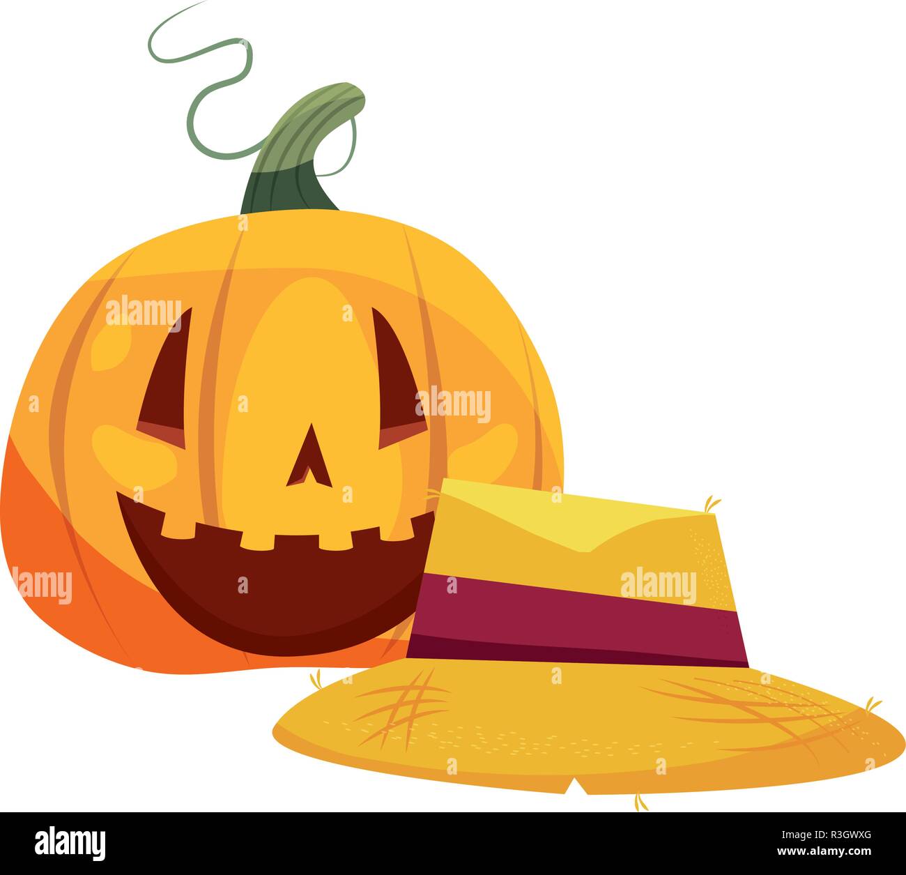 halloween pumpkins and hat costume vector illustration Stock Vector ...