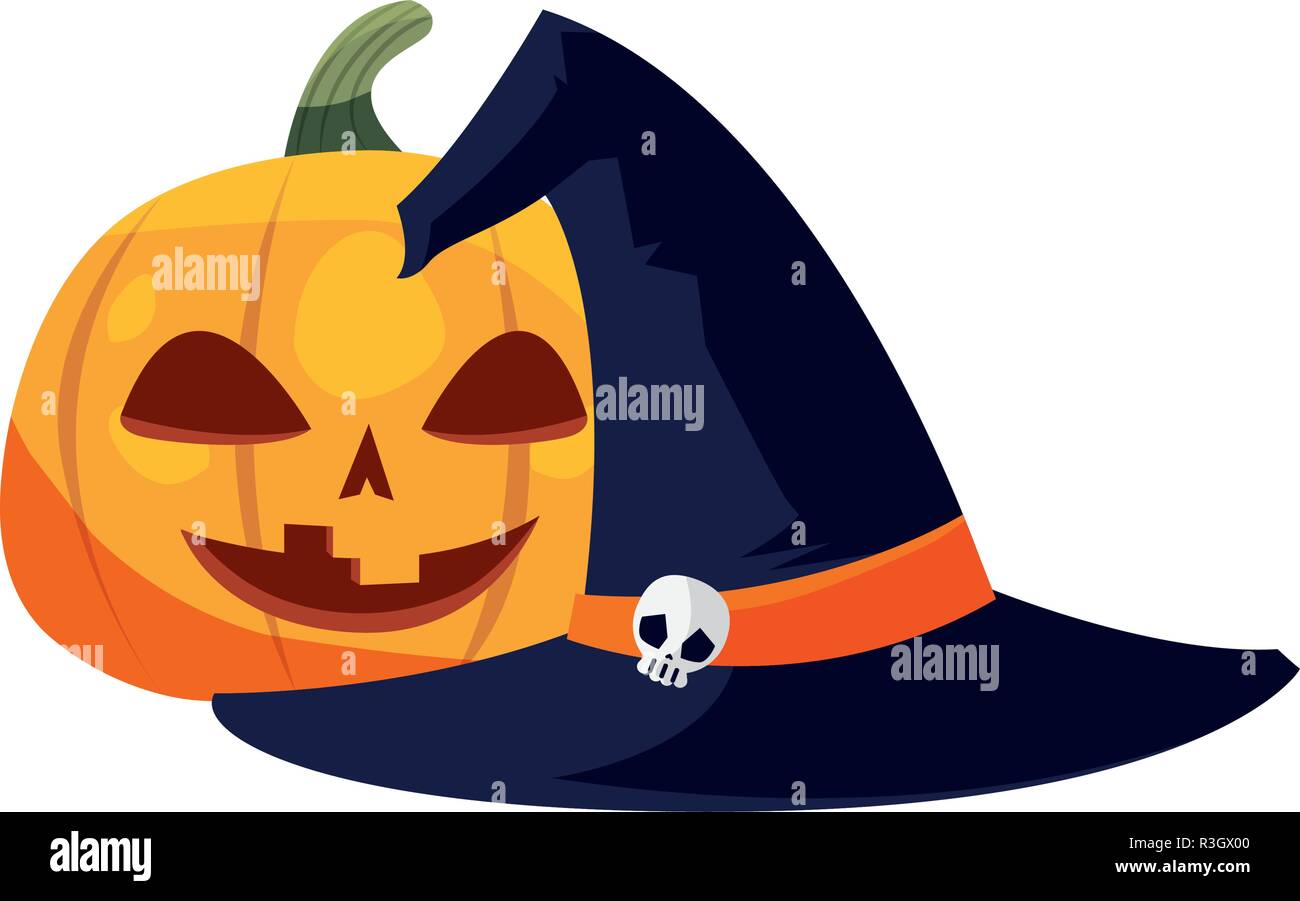 halloween pumpkins and hat costume vector illustration Stock Vector ...