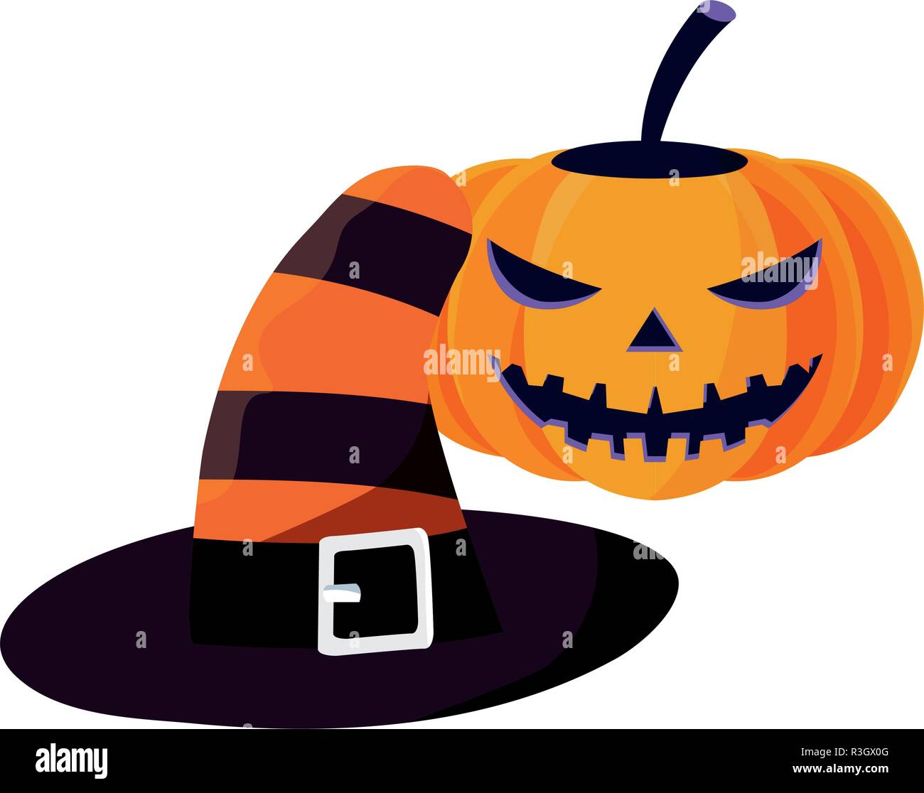 halloween pumpkins and hat costumevector illustration Stock Vector ...
