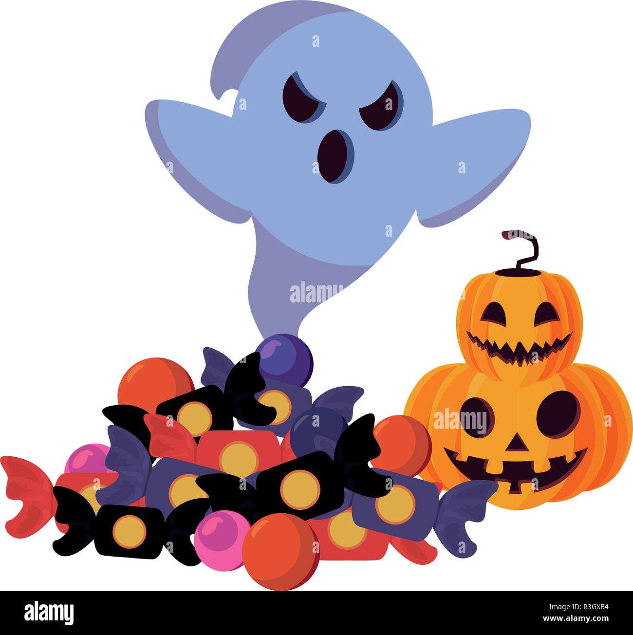 happy halloween creepy ghost candys sweet vector illustration Stock ...
