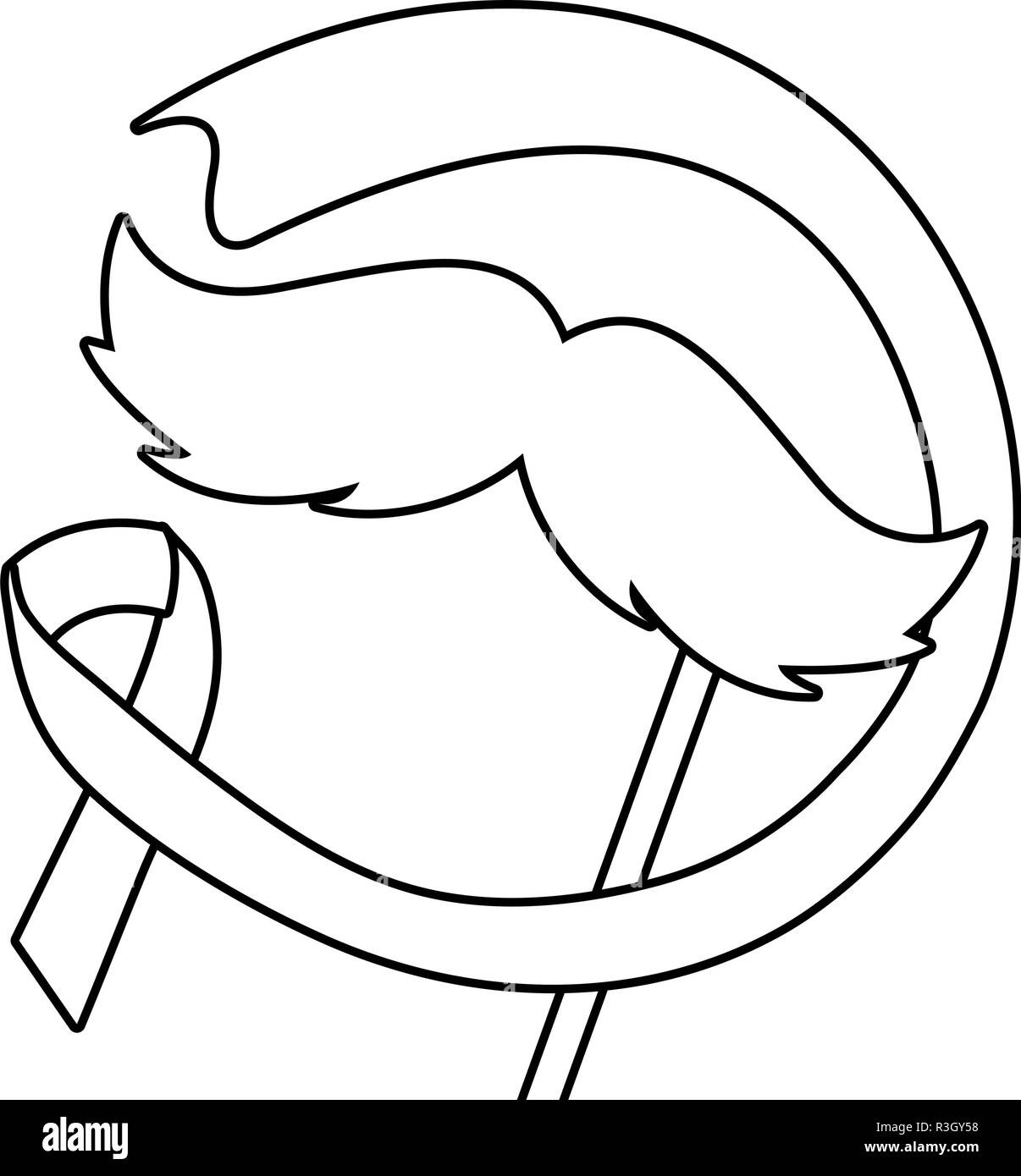 moustache ribbon movember prostate cancer day vector illustration Stock ...