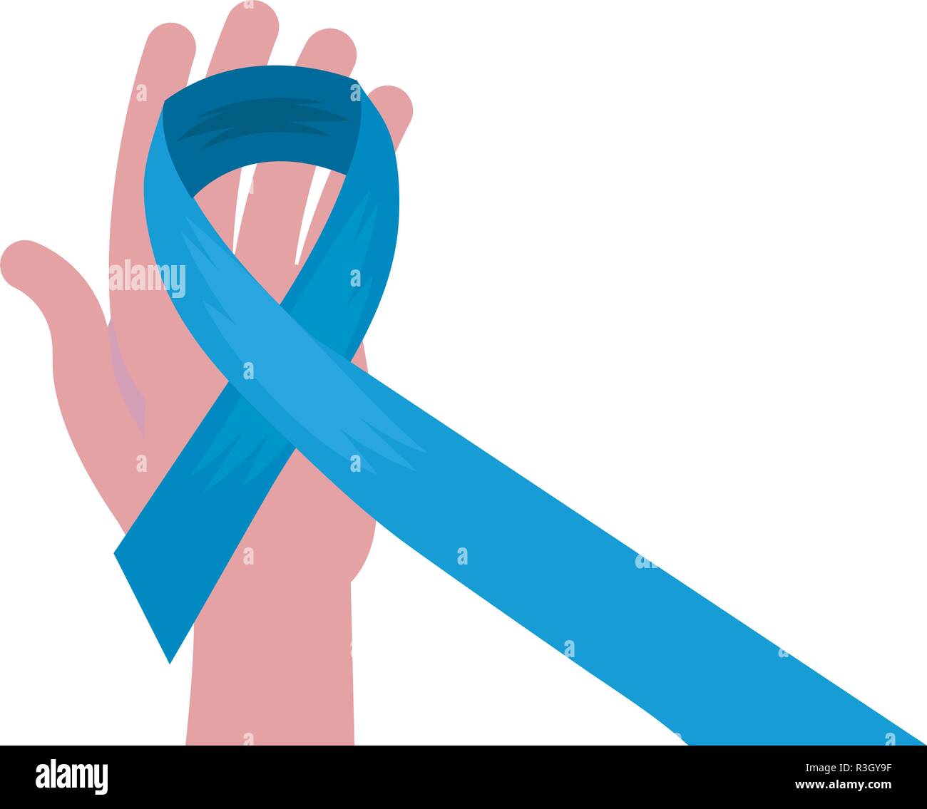 hand with ribbon emblem movember prostate cancer vector illustration ...