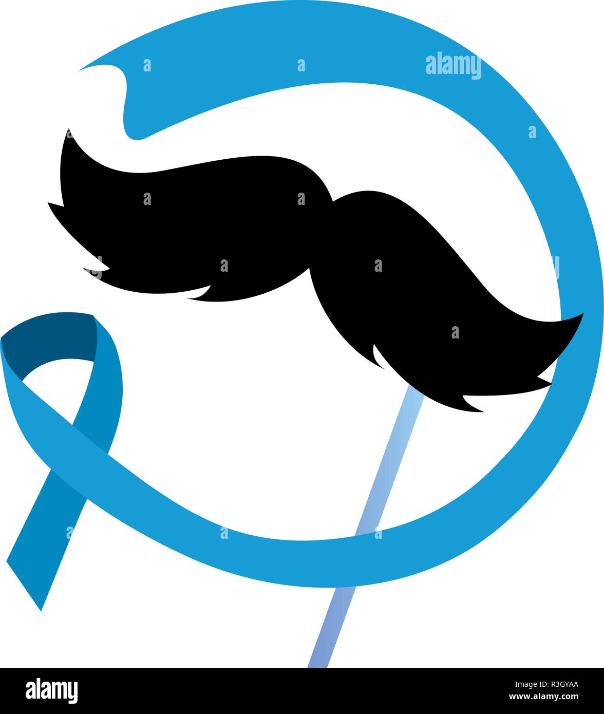 moustache ribbon movember prostate cancer day vector illustration Stock ...