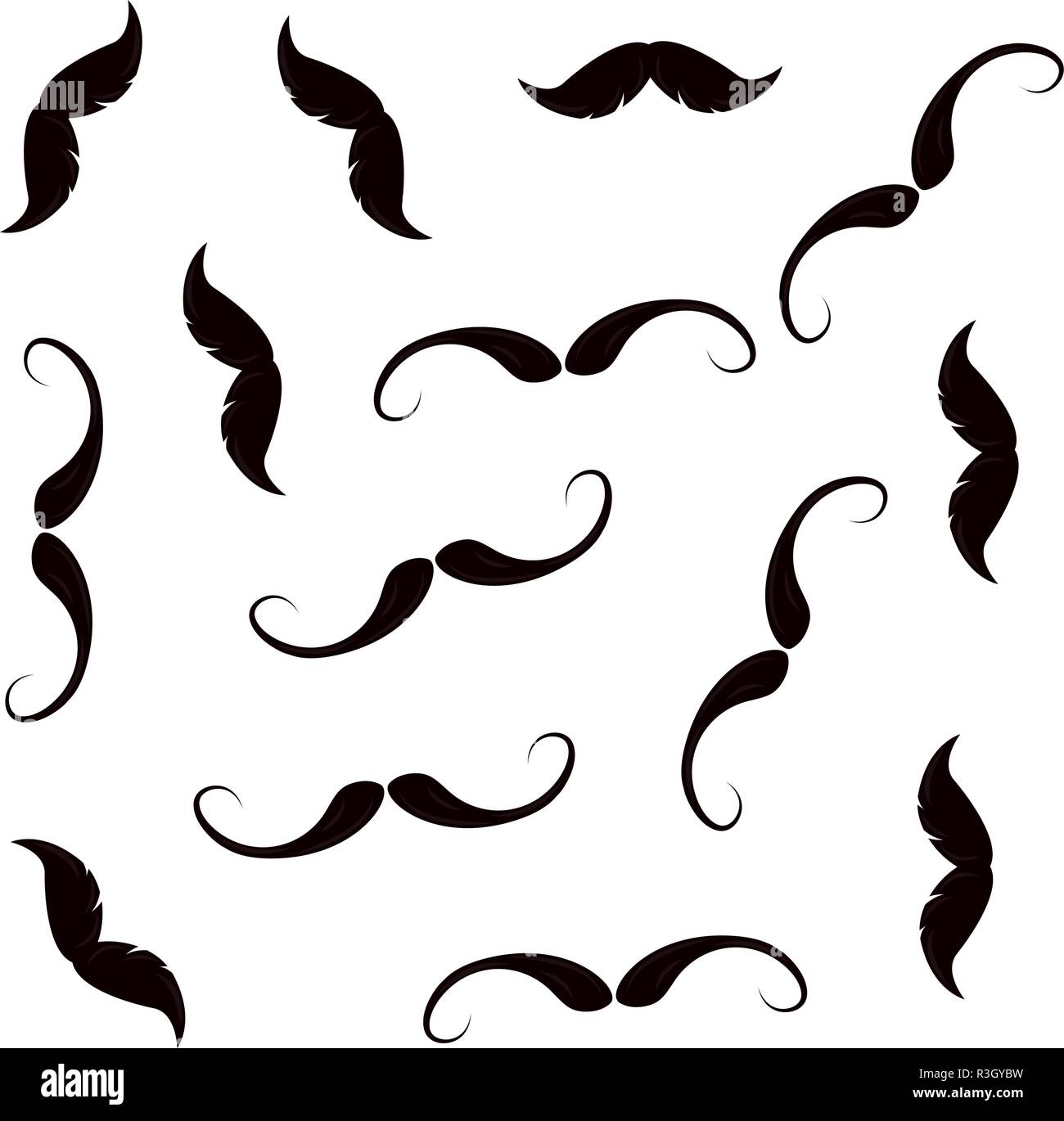 black moustaches hipster fashion pattern vector illustration Stock ...