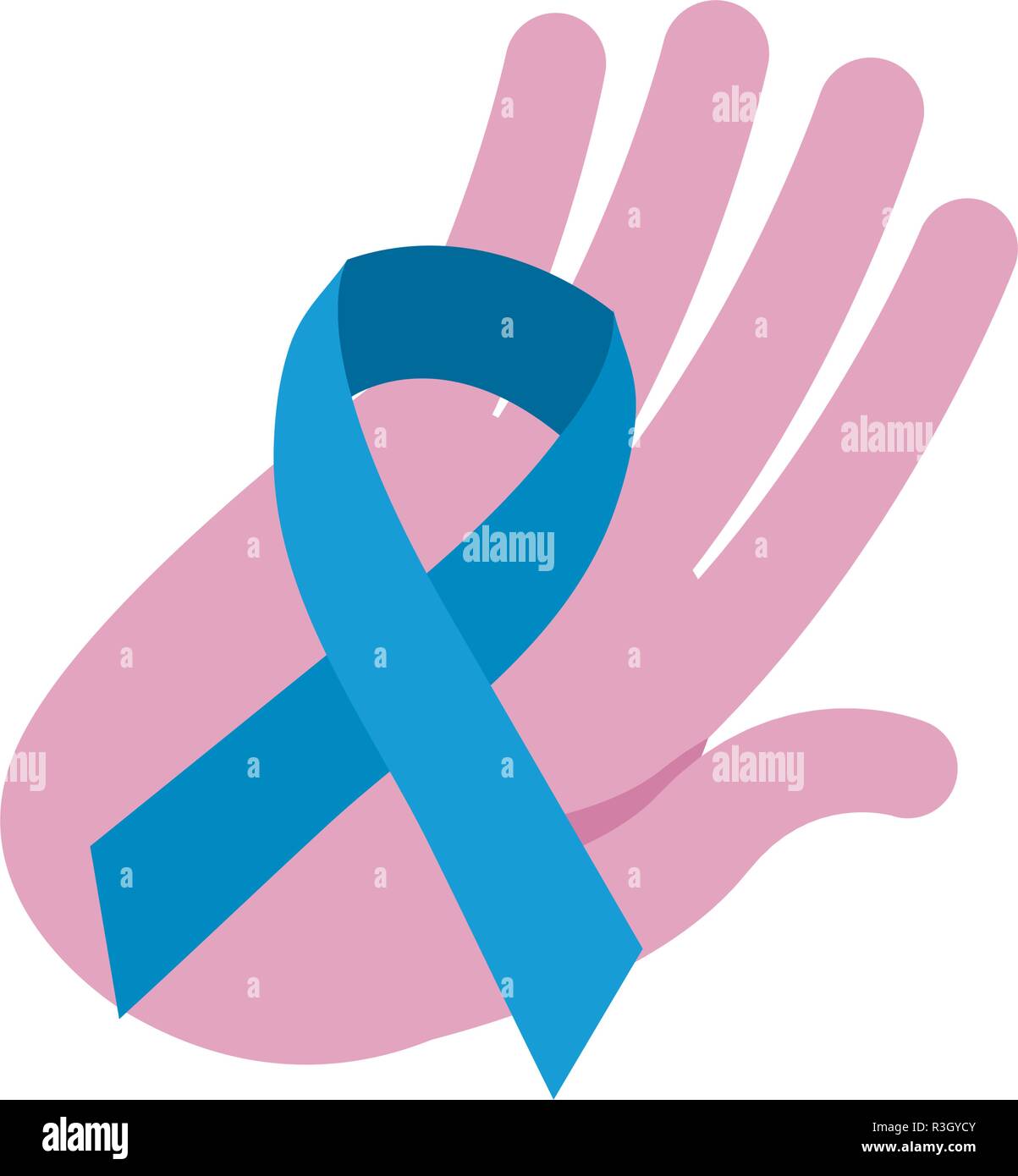 hand with ribbon emblem movember prostate cancer vector illustration ...
