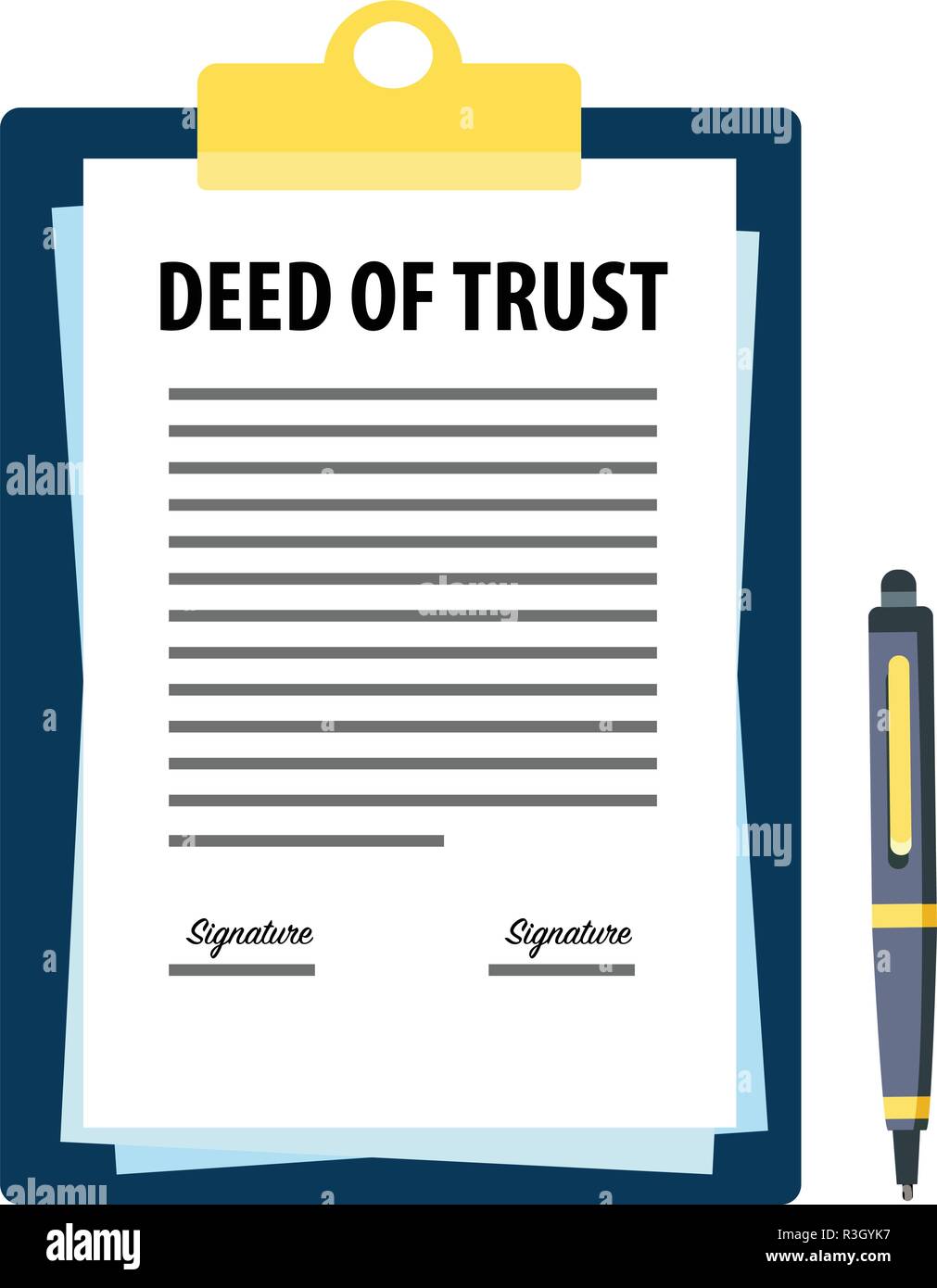 Signed deed of trust document with pen Stock Vector Image & Art - Alamy