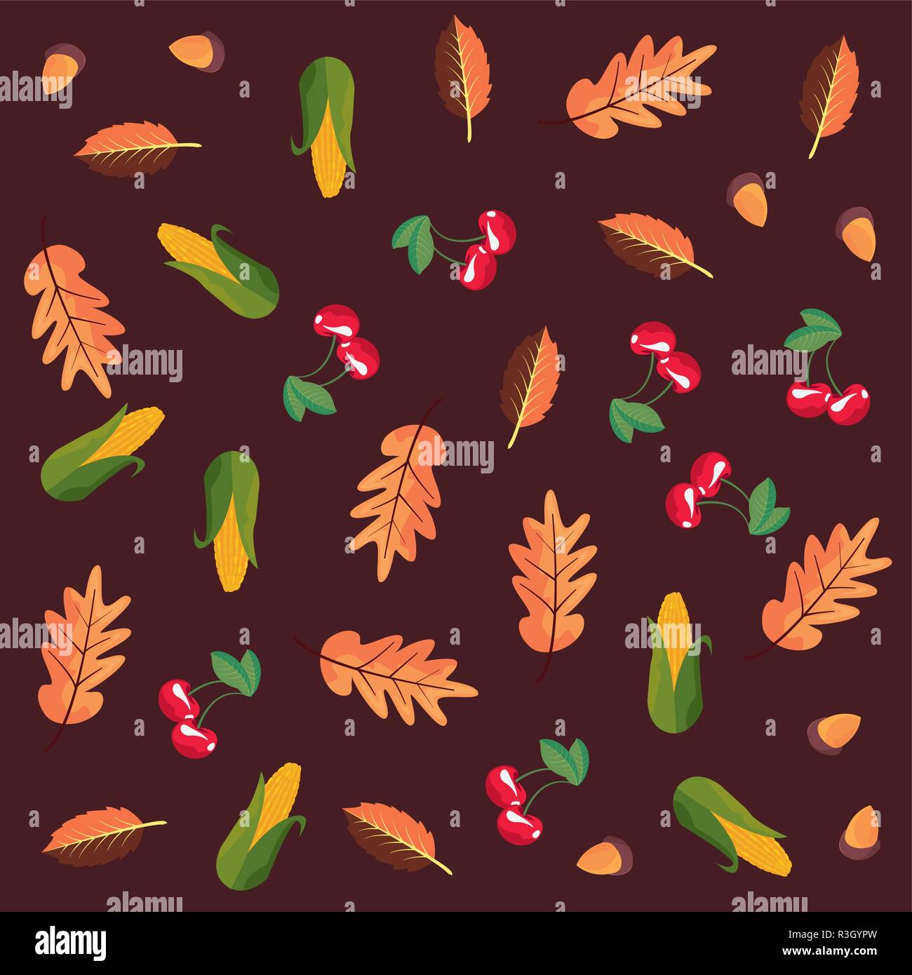 thanksgiving cobs cherrys sweet background vector illustration Stock ...