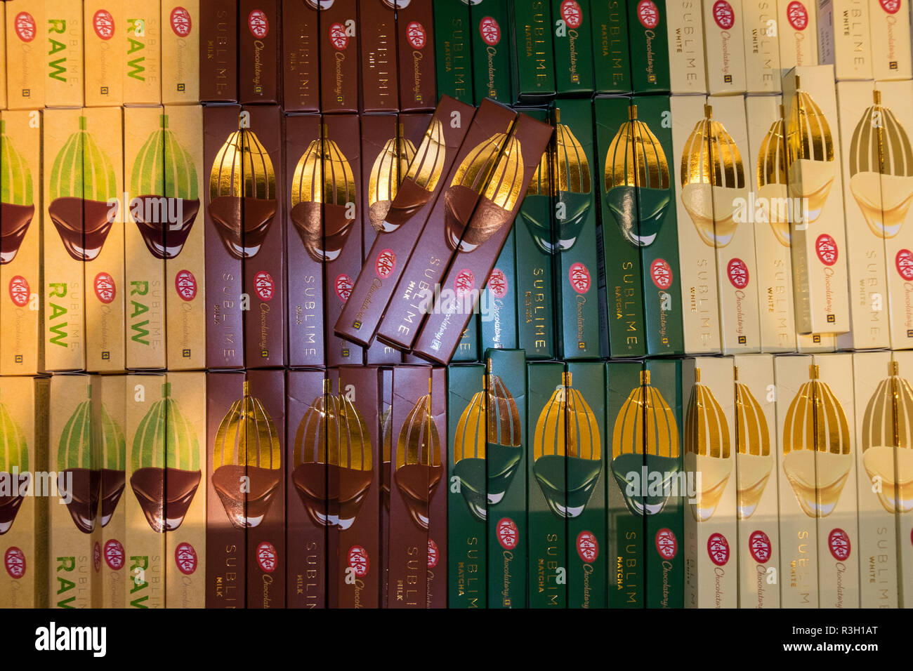 Exotic Kit Kat flavors on display and for sale at their Chocolatory ...