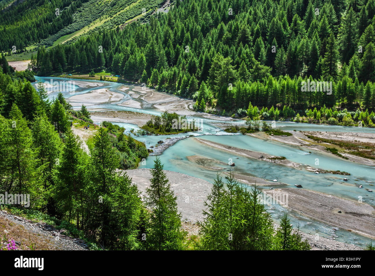 swiss alps-river inn and pontresina Stock Photo - Alamy