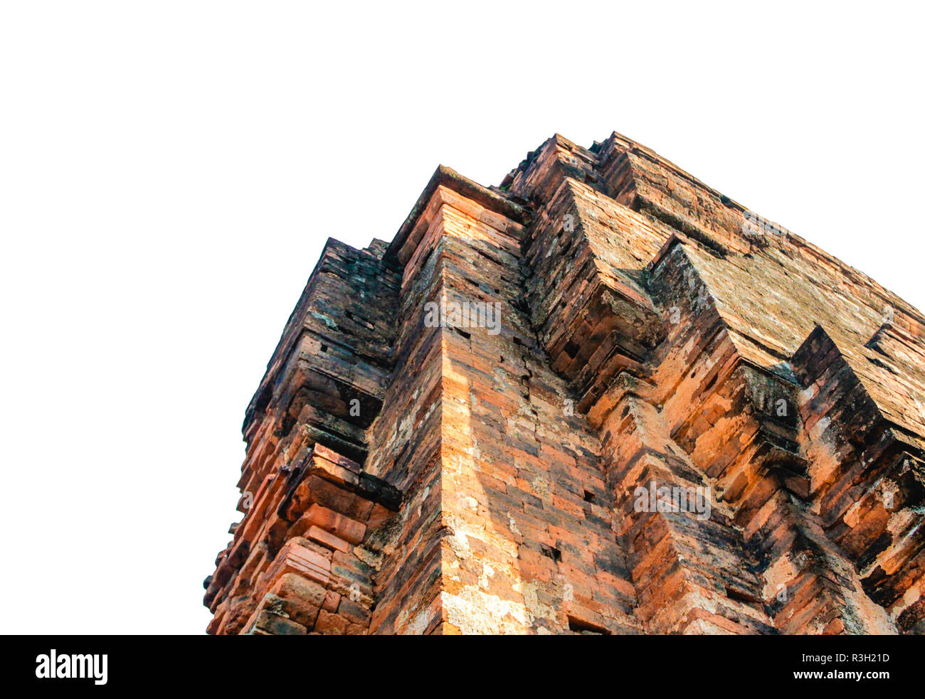 Elegant rocky stone landscape low angle view isolated white background ...