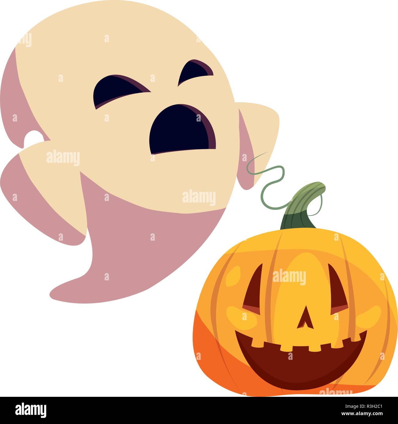 pumpkin and ghost halloween celebration vector illustration Stock ...