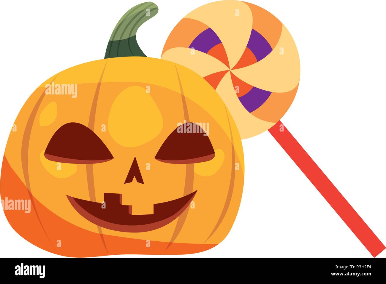 pumpkin and lollipop halloween celebration vector illustration Stock ...