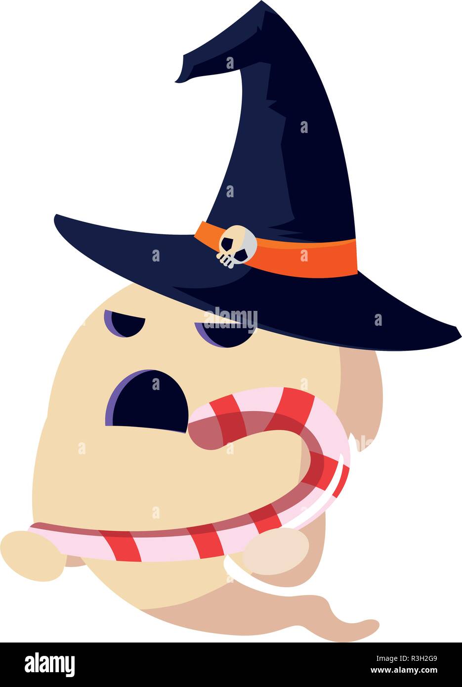 ghost with candy cane halloween celebration vector illustration Stock ...