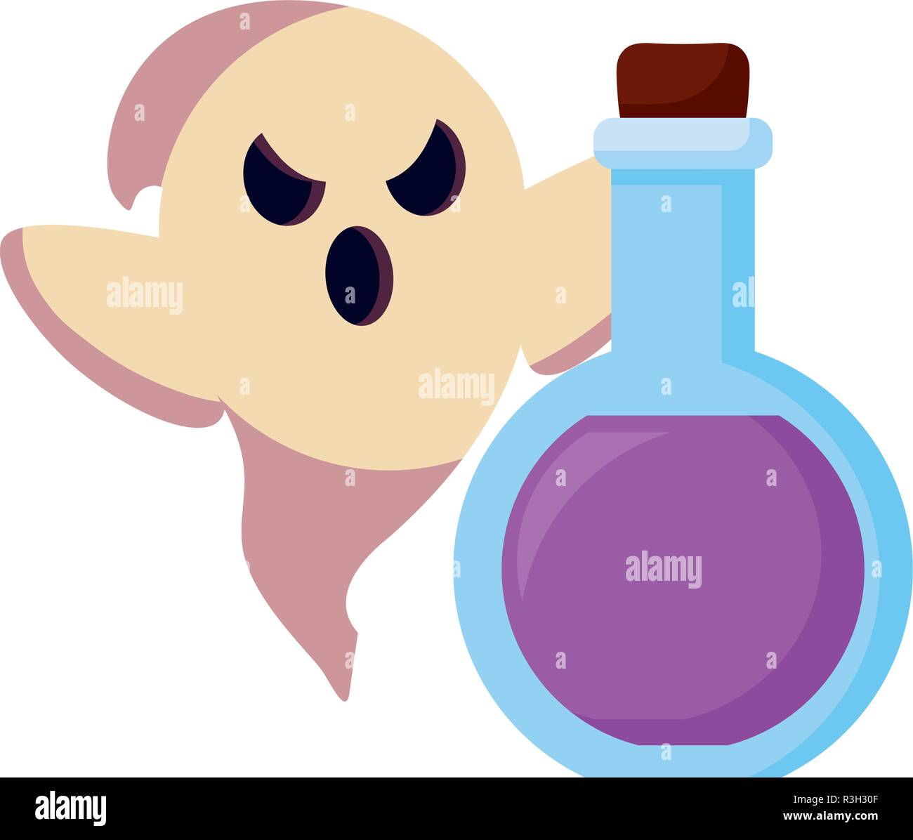 ghost and bottle potion halloween celebration vector illustration Stock ...