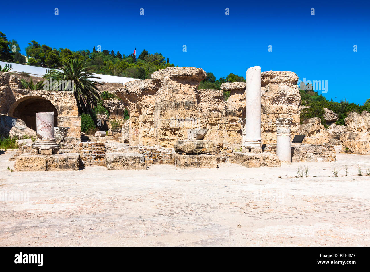 Pillar carthage tunisia old city roman baths hi-res stock photography ...