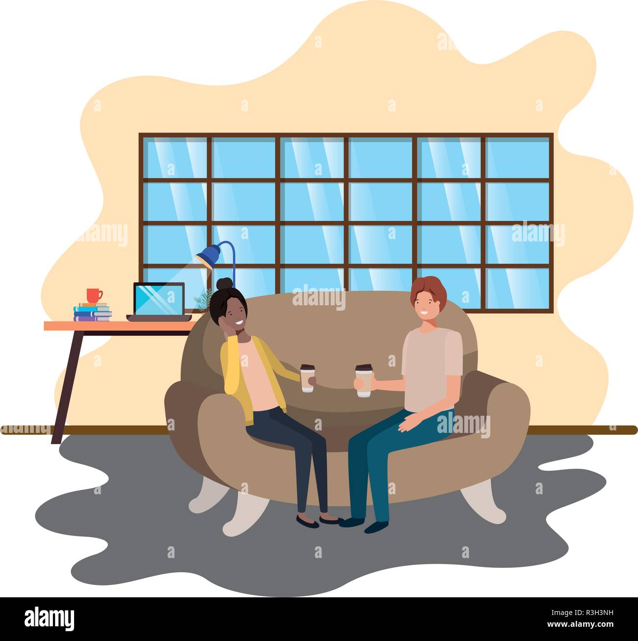 Woman drinking coffee window Stock Vector Images - Alamy